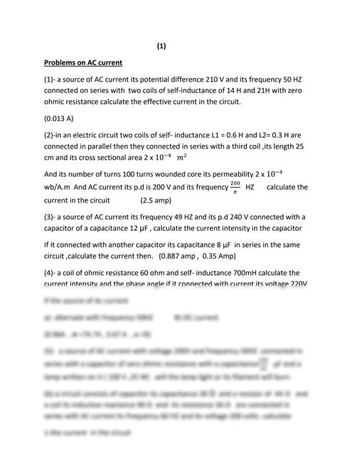 SOLUTION Ac Inductive Coil Ohmic Resistance And Capacitor Problems Studypool