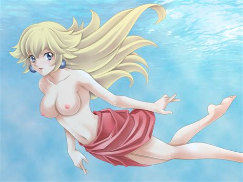 Rule 34 Barefoot Blonde Hair Blue Eyes Breasts Female Female Only Freediving Highres Holding