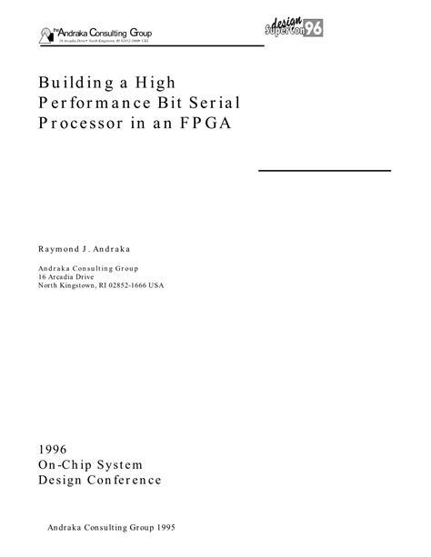 Building A High Performance Bit Serial Processor In An Fpga Docslib