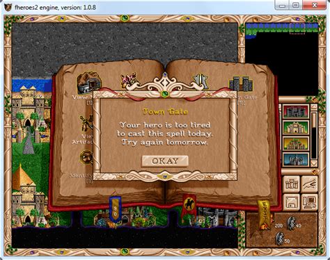 Adventure Map Town Gate Information Text When The Spell Is Grayed Out In The Magic Book And