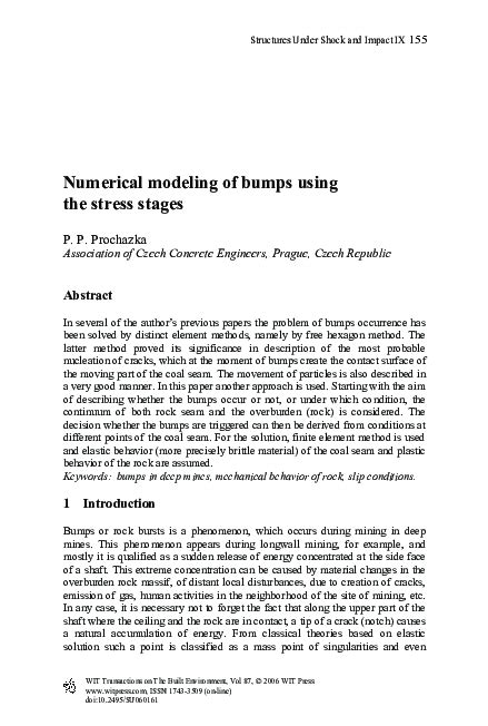 Pdf Numerical Modeling Of Bumps Using The Stress Stages