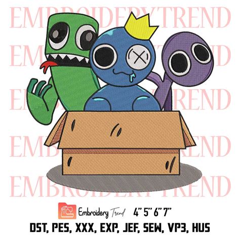 Roblox Rainbow Friends Embroidery Animation Blue Green And Purple Rainbow Friends Embroidery