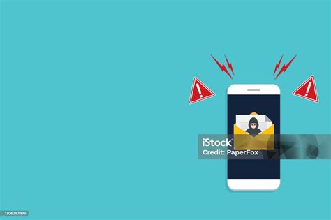 Email Data Phishing Cyber Thief Hide Inside An Email On A Smart Phone Hacking Concept Vector