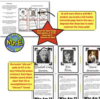 Womens History Month Who Am I Flash Cards For Womens History