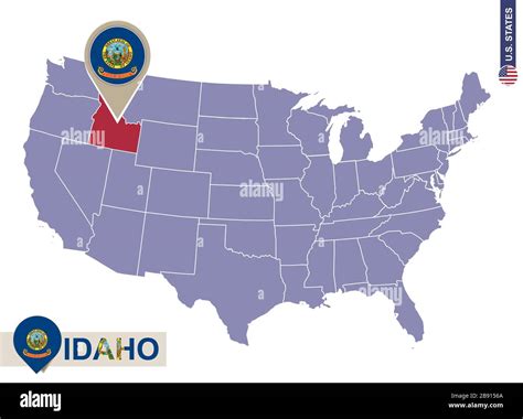 Idaho State On Usa Map Idaho Flag And Map Us States Stock Vector