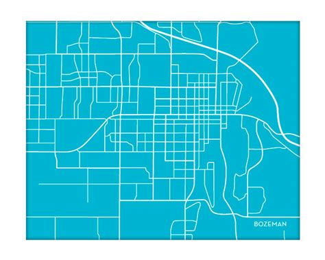 Bozeman City Map Art Print Montana State University Grad T Dorm