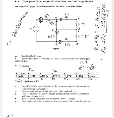 Solved Lab Techniques Of Circuit Analysis Kirchhoff S Chegg