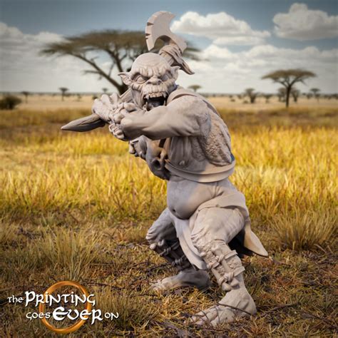 3d Printable Tribal Half Troll Model C Presupported By The Printing
