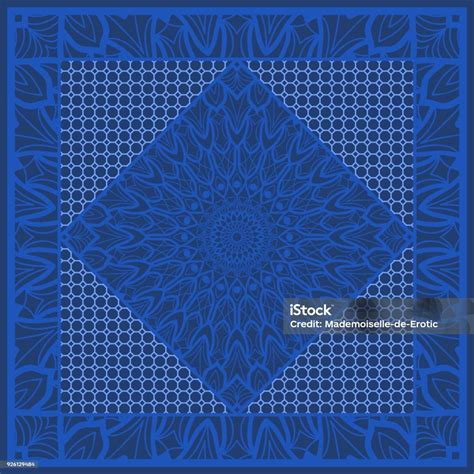 파란색 두건 패턴 꽃 스타일 기와 함께 인쇄 베개 양탄자 양탄자를 위한 디자인 벡터 일러스트 레이 션 0명에 대한 스톡 벡터 아트 및 기타 이미지 Istock