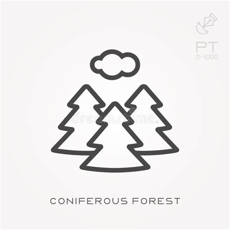Flat Vector Icons With Coniferous Forest Stock Vector Illustration Of Coniferous Nature