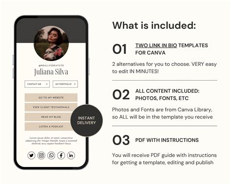 Instagram Link In Bio Template Linktree Template Canva Landing Page