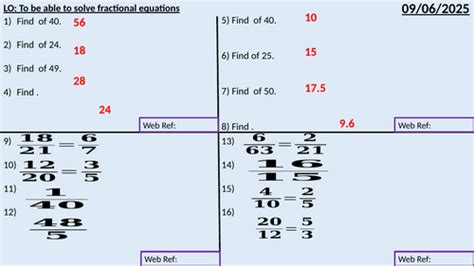 Solving Fractional Equations Teaching Resources
