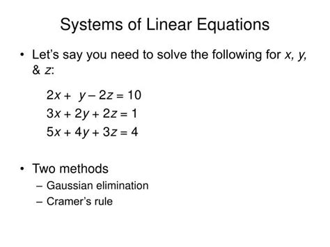 PPT Systems Of Linear Equations PowerPoint Presentation Free Download ID