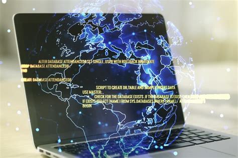 Premium Photo Multi Exposure Of Abstract Programming Language Hologram With World Map On