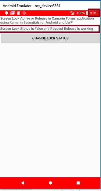 Screen Lock Active Or Release In Xamarin Forms Application Using