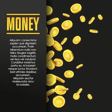 Money Poster Or Banner Design Template With Golden Coins And Copy Space