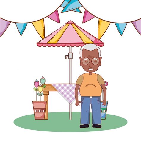 Schattige Grootvader Cartoon Premium Vector