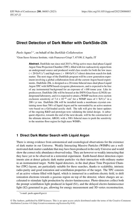 Pdf Direct Detection Of Dark Matter With Darkside 20k