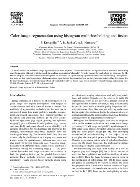 (PDF) Color image segmentation using histogram multithresholding and fusion