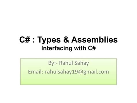 Types And Assemblies Pptx Programming Languages Computing