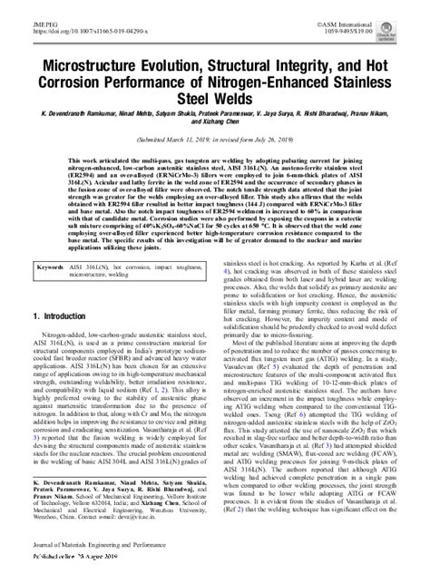 Pdf Microstructure Evolution Structural Integrity And Hot Corrosion Performance Of Nitrogen
