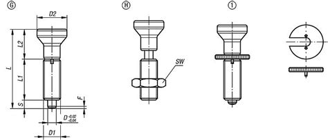 Kipp 스테인레스 버섯형 그립이 있고 플랜지가 없는 스테인레스 인덱스 플런저