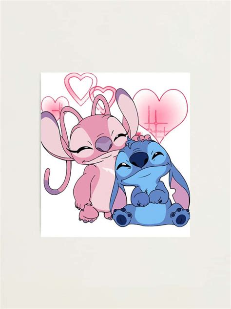 Cute Stitch And Angel Romance Wallpaper Background Free Download