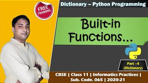 Dictionary In Python Part 4dictinary Built In Functions Class 11