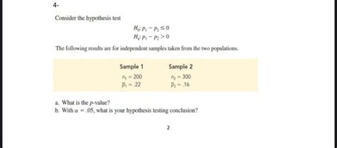 Solved Consider The Hypothesis Test Ho P P H Chegg