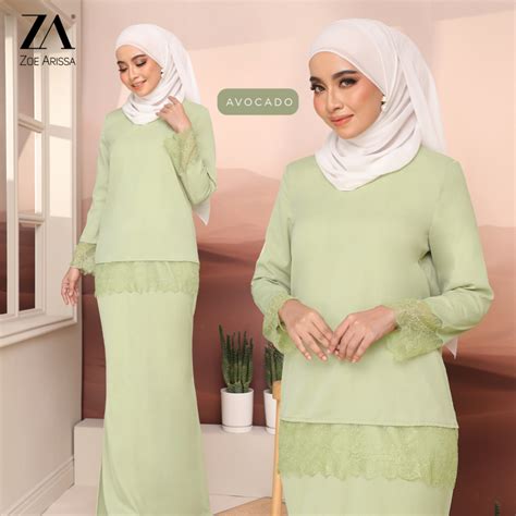 Zoe Arissa Baju Kurung Moden Lace Kurung Raya Haji Ironless Murah