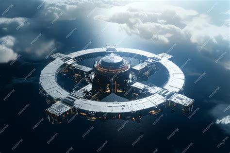 Premium Photo | High tech space station floating above earth Space ship ...