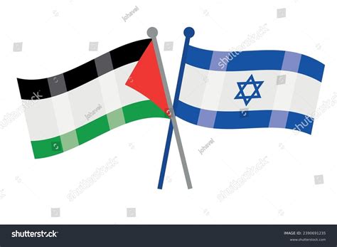 Israel Palestine Peace Flags Illustration Stock Vector Royalty Free