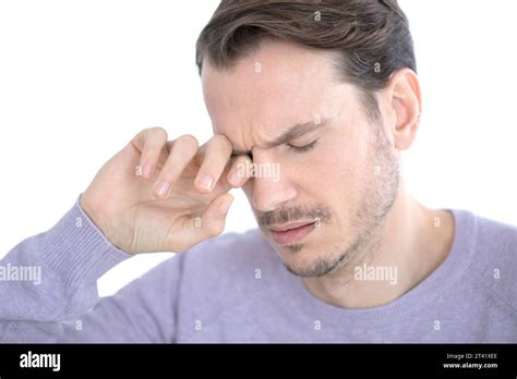 Man Rubbing His Eye Stock Photo Alamy