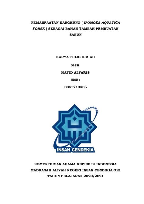 Pdf Pemanfaatan Kangkung Ipomea Aquatica Sebagai Bahan Pembuatan Sabun