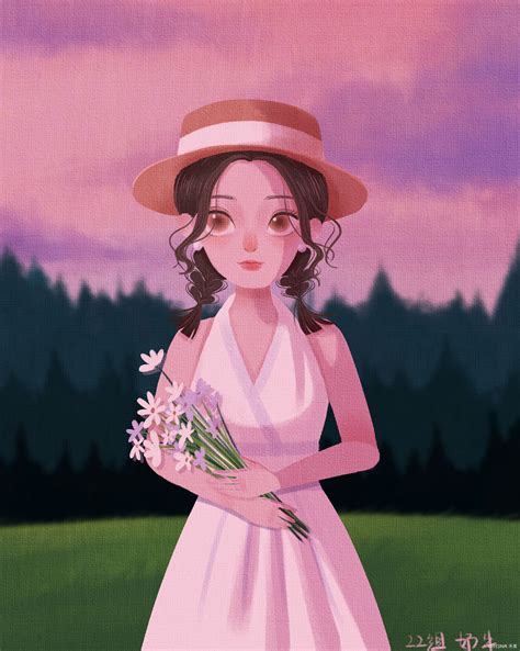 雏菊少女风格插画设计作品 设计人才灵活用工 设计dna