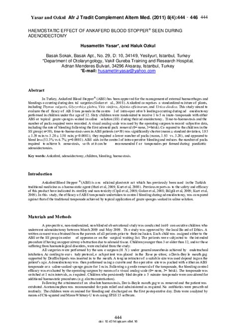 Pdf Haemostatic Effect Of Ankaferd Blood Stopper® Seen During