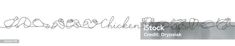 생 닭고기는 한 줄 연속 그리기를 설정합니다 생 닭고기 부분은 연속 한 줄 그림입니다 벡터 미니멀리스트 선형 그림입니다 가금류에 대한 스톡 벡터 아트 및 기타 이미지