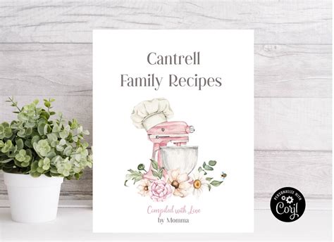 Personalized Cookbook Binder Cook Book Cover Digital Download Includes Free Recipe Cards Etsy