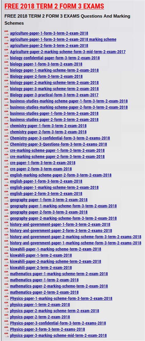 Free 2018 Term 2 Form 3 Exams Kcse Revision