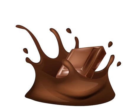 초콜릿 조각 ⁇ 어리 D 현실적인 ⁇ 터 세트 초콜릿의 수평 및 수직 스프레이 프리미엄 벡터