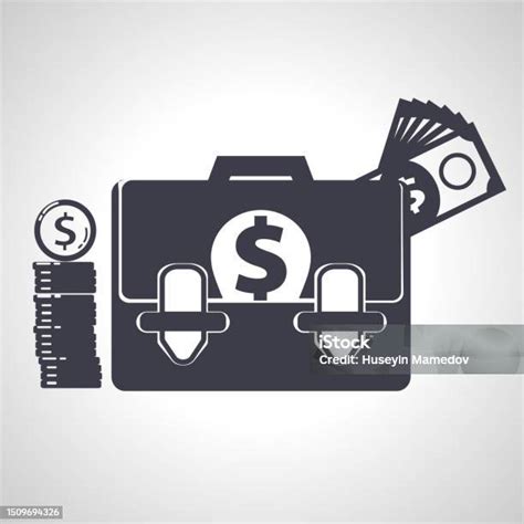돈 서류 가방 아이콘입니다 돈 지폐와 동전 아이콘이 있는 돈 서류 가방 가득 찬에 대한 스톡 벡터 아트 및 기타 이미지 가득 찬 굽은 그림자 Istock