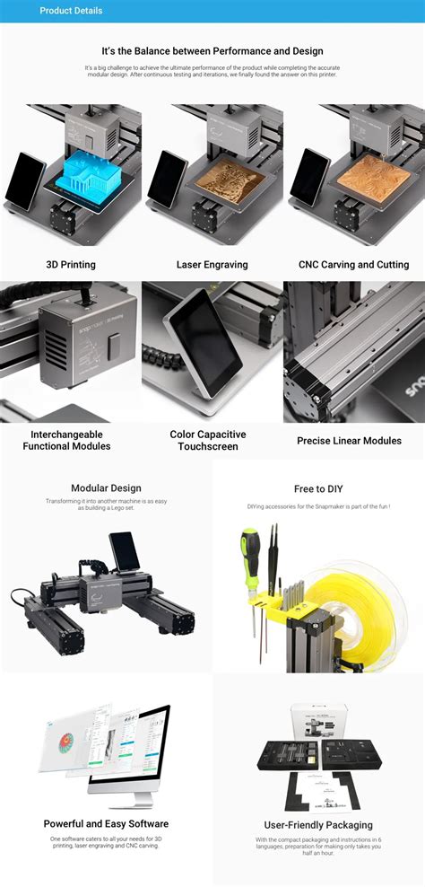 New Snapmaker 3 In 1 Laser Engraving Printing Cnc Carving Engraver