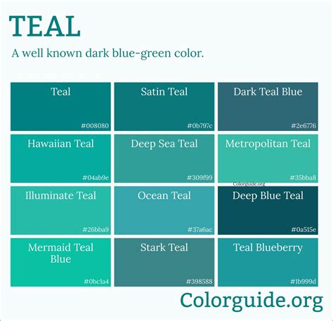 What Is Teal 60 Colors
