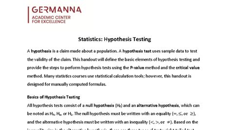 Statistics 101 Hypothesis Testing Guide And Steps Studocu
