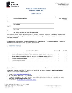 Proxy Form Template Australia Page PdfFiller
