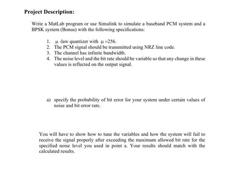 Solved Project Description Write A Matlab Program Or Use