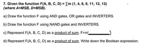 Solved Given The Function F A B C D M Chegg