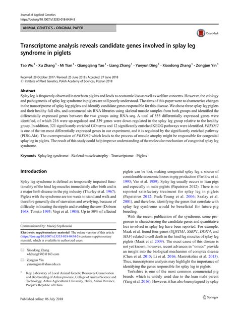 Pdf Transcriptome Analysis Reveals Candidate Genes Involved In Splay