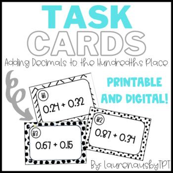 Adding Decimals Task Cards Adding Decimals Activity TPT