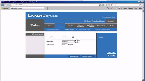 Linksys Wireless Setup Section Of YouTube
